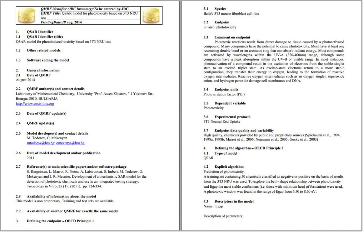 Reporting ⬣ QSAR Toolbox