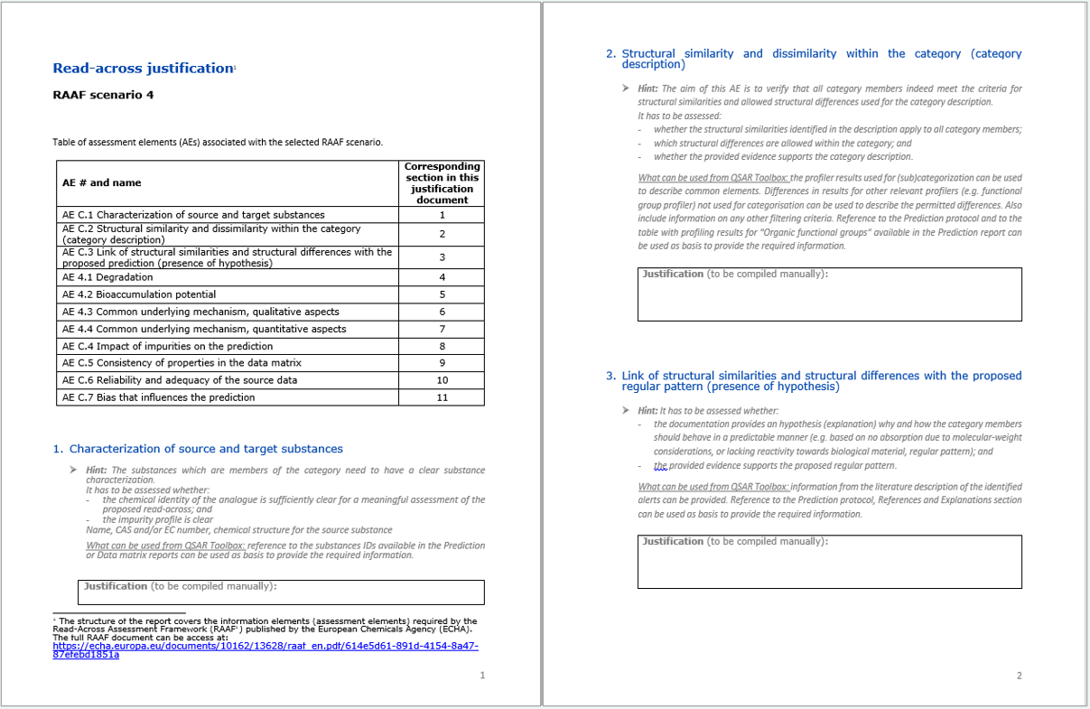 Reporting ⬣ QSAR Toolbox